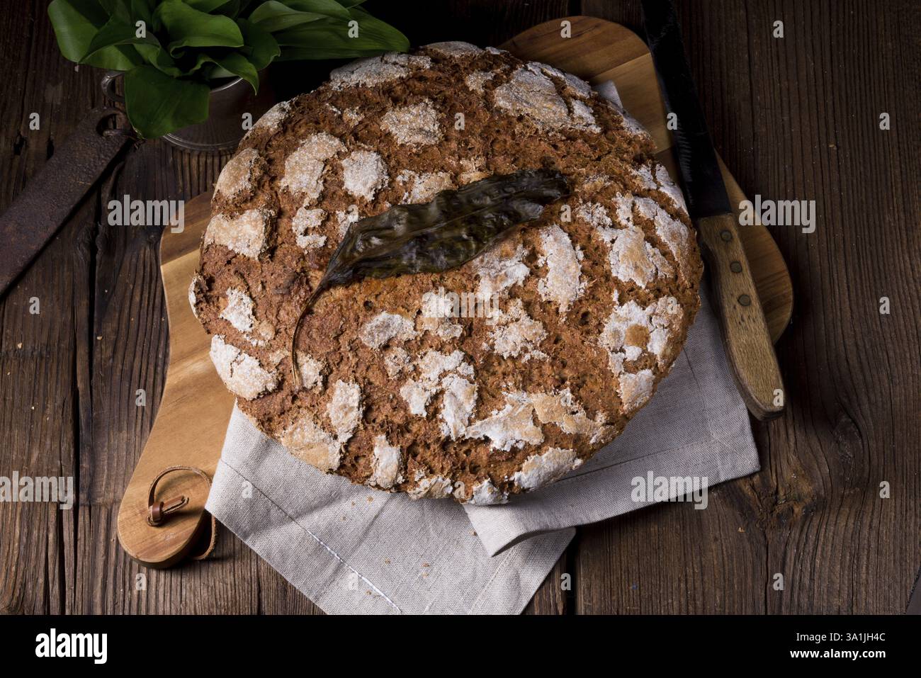 Wild garlic bread Stock Photo - Alamy