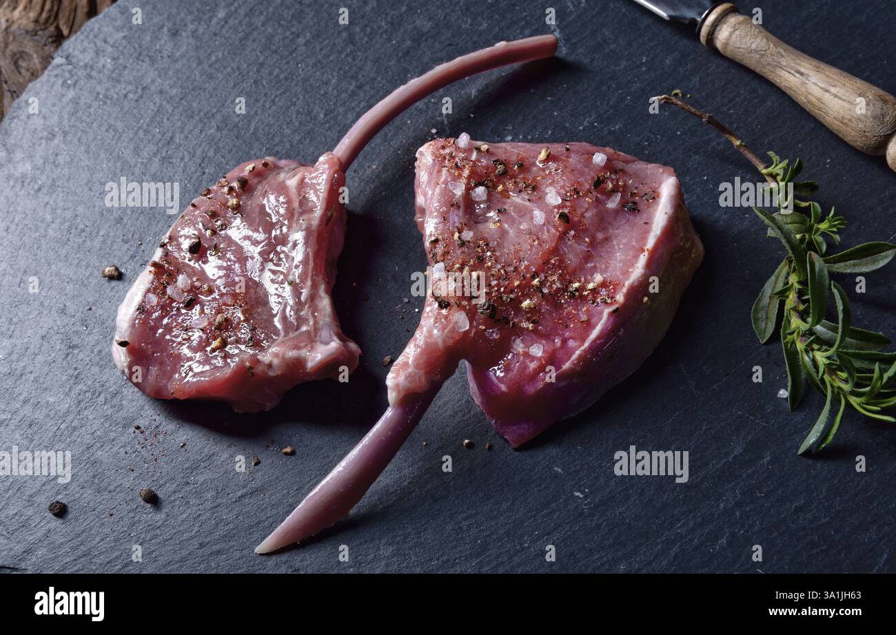 Raw cut rack of lamb Stock Photo - Alamy