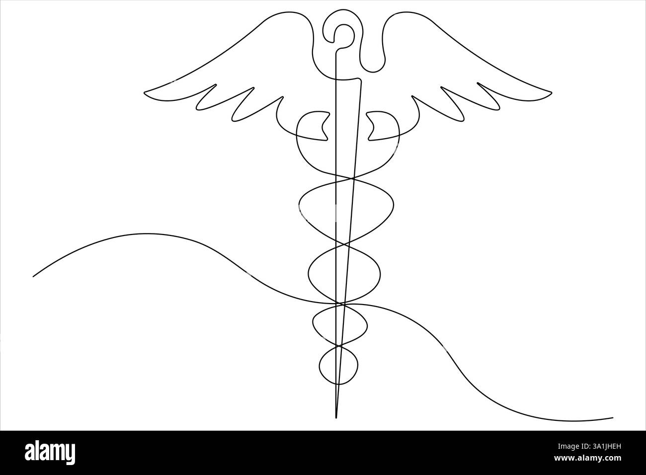 Continuous single line art drawing of caduceus as a symbol of medicine ...