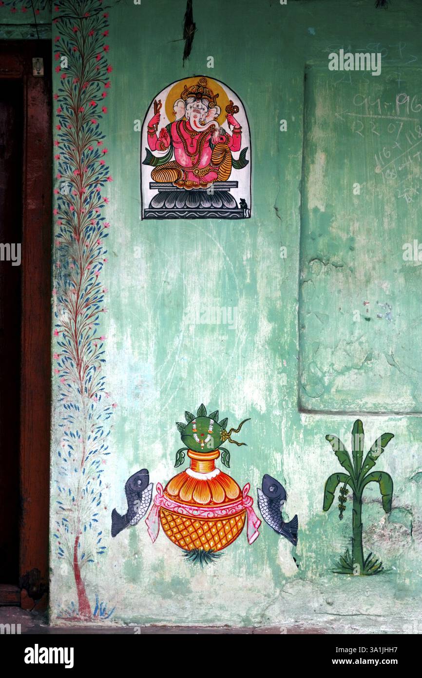 Wall painting, Puri, Orissa, India, Asia Stock Photo - Alamy