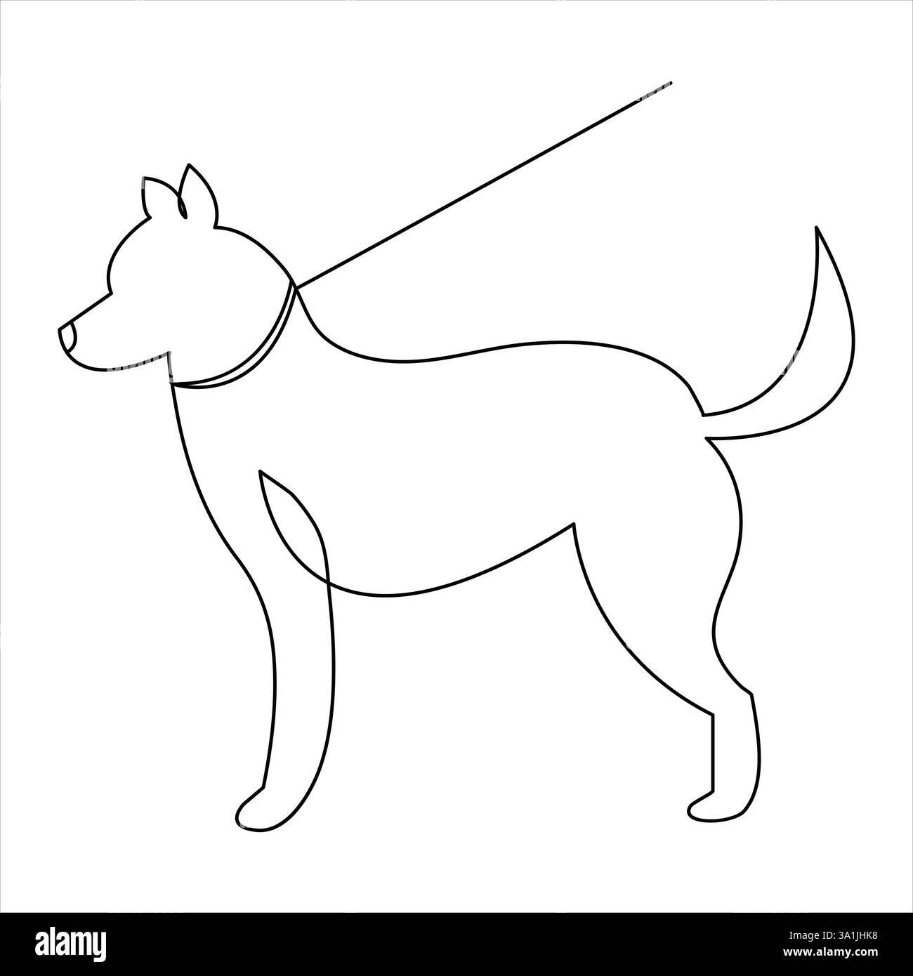 Continuous one line dog pet art drawing and dog icon simple silhouette ...