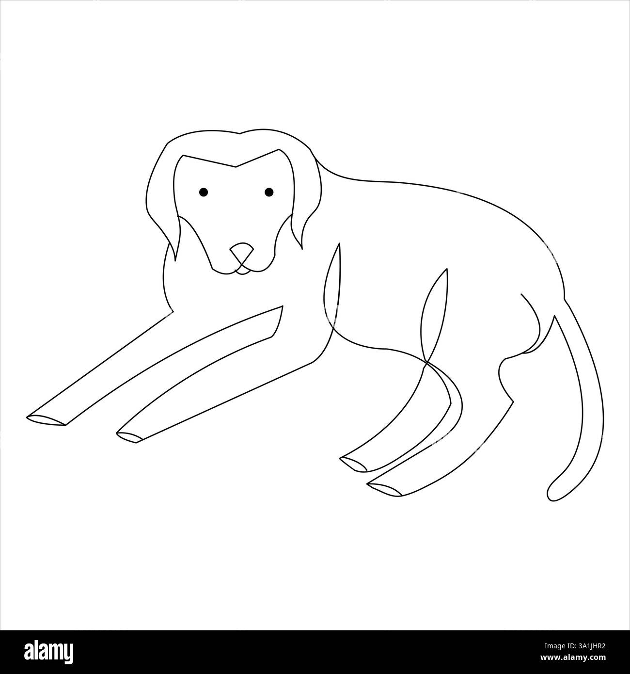 Continuous one line dog pet art drawing and dog icon simple silhouette ...