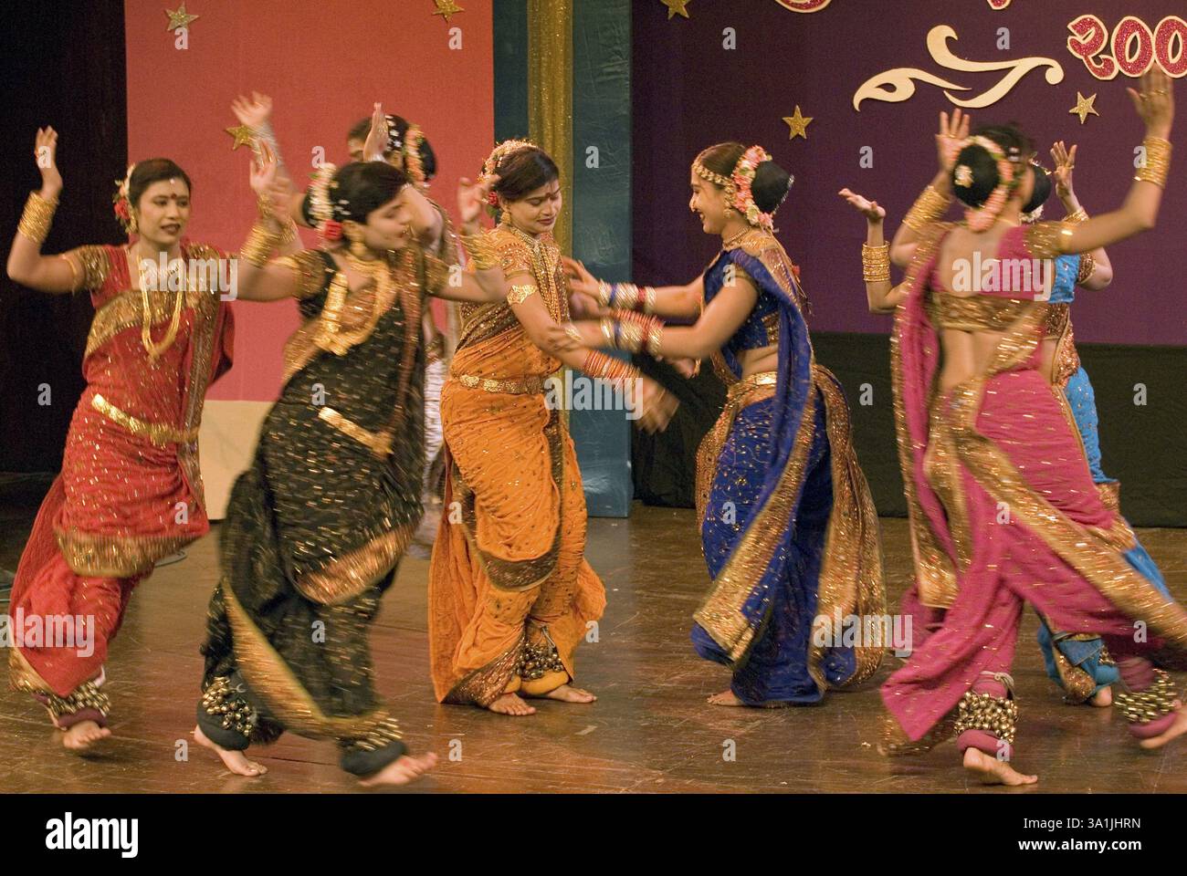 Women performing traditional folk dance Lavani, Maharashtra, India NA ...