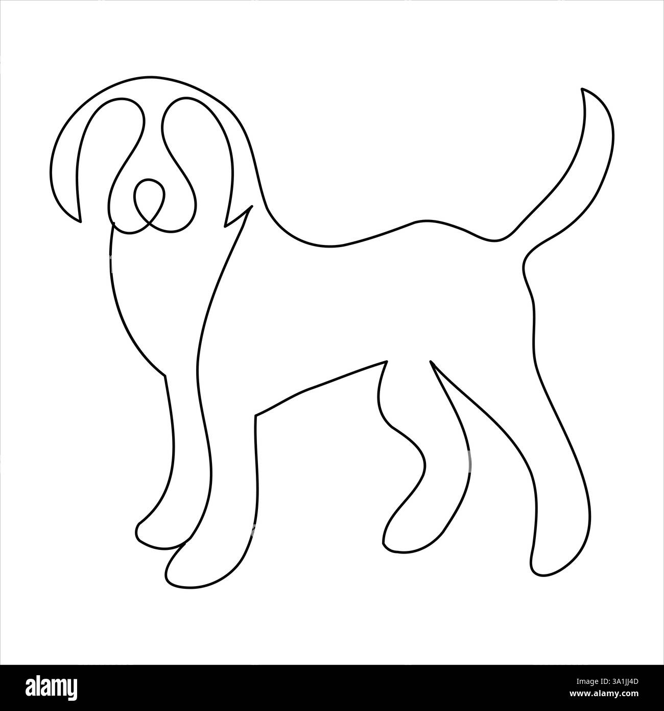 Continuous one line dog pet art drawing and dog icon simple silhouette ...
