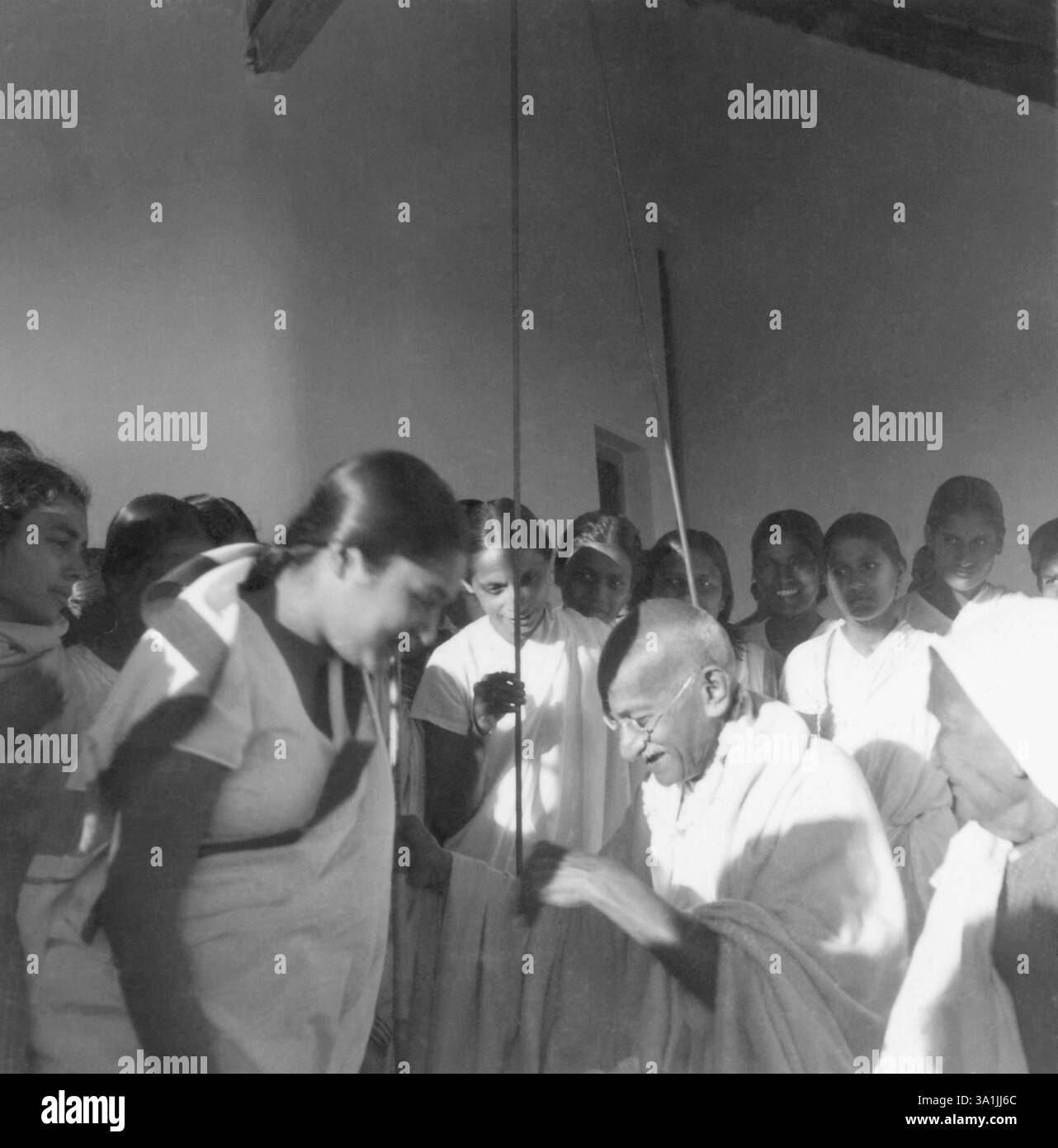 Shriman Narayan, Om Agarwal, Mahatma Gandhi and others in Wardha, 1945 ...