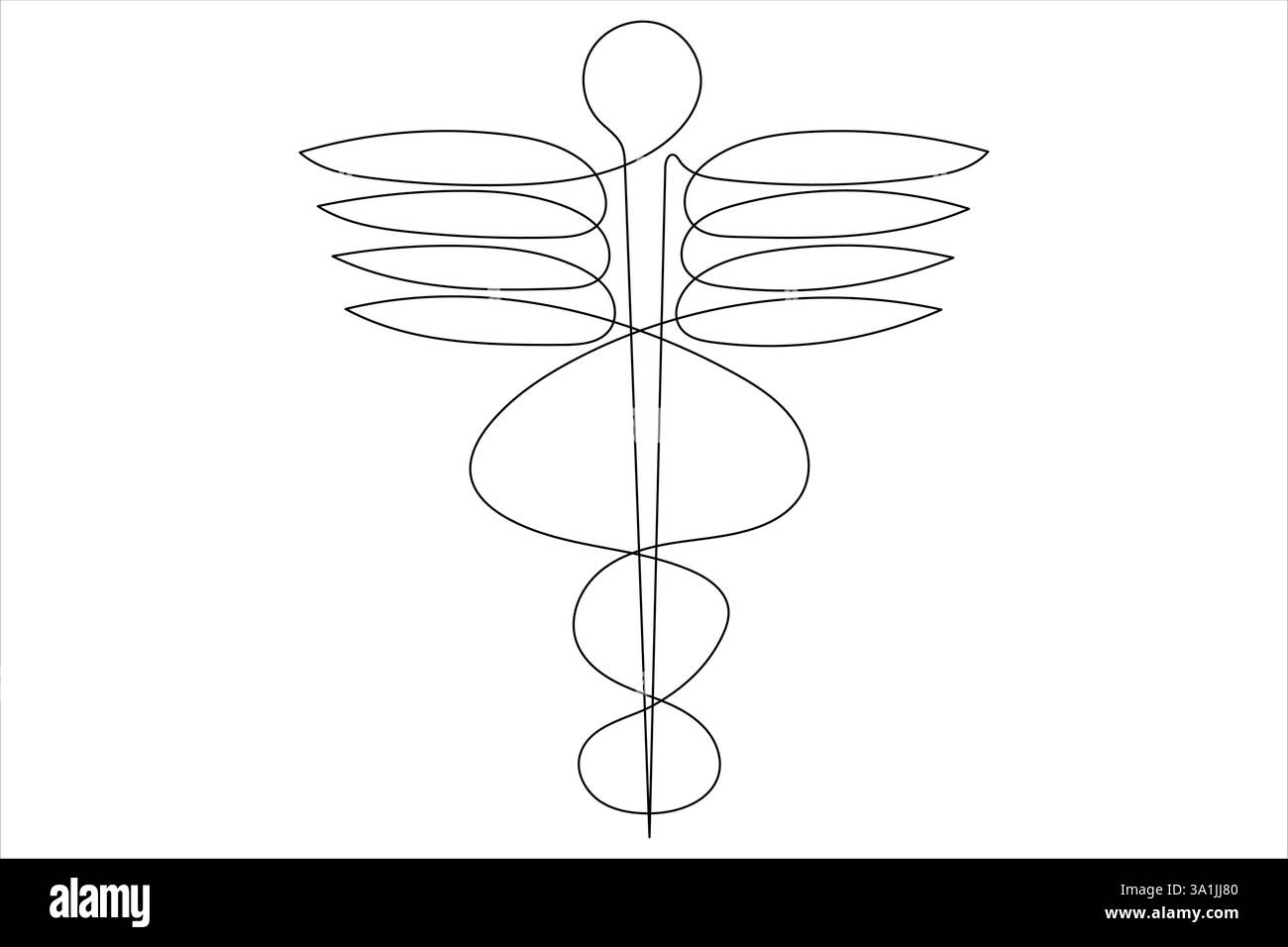 Continuous single line art drawing of caduceus as a symbol of medicine ...