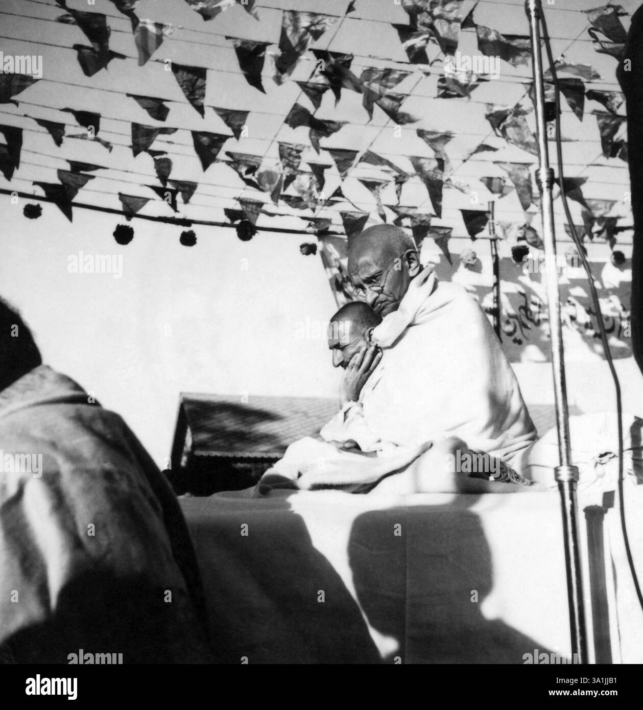 Khan Abdul Gaffar Khan and Mahatma Gandhi both profile at a public ...