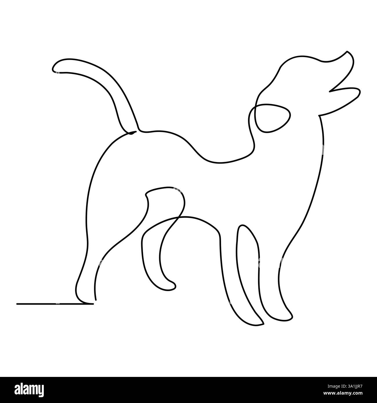 Continuous one line dog pet art drawing and dog icon simple silhouette ...