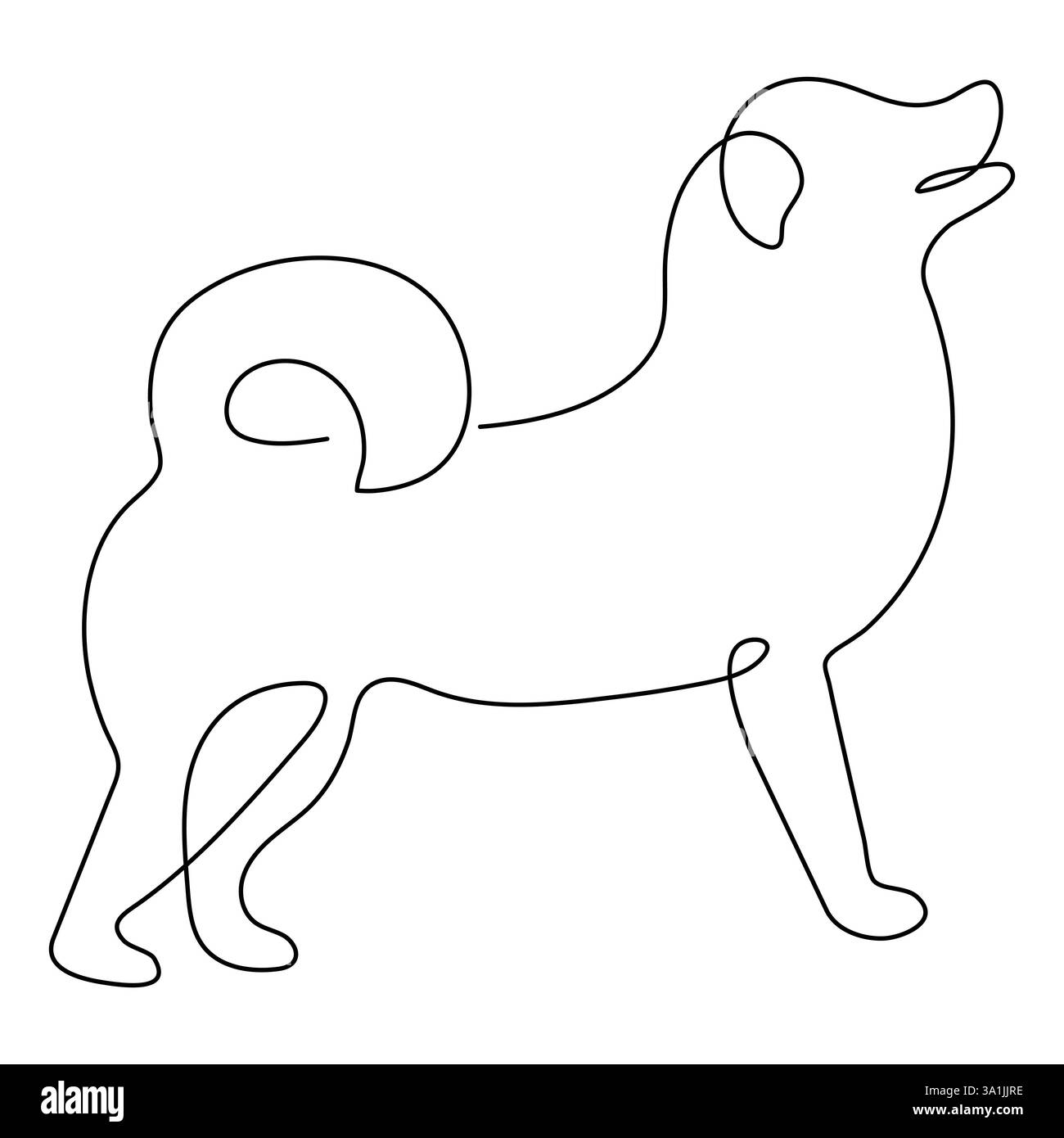 Continuous one line dog pet art drawing and dog icon simple silhouette ...