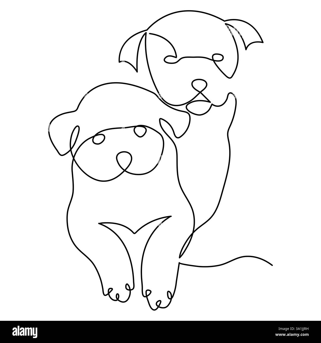Continuous one line dog pet art drawing and dog icon simple silhouette ...