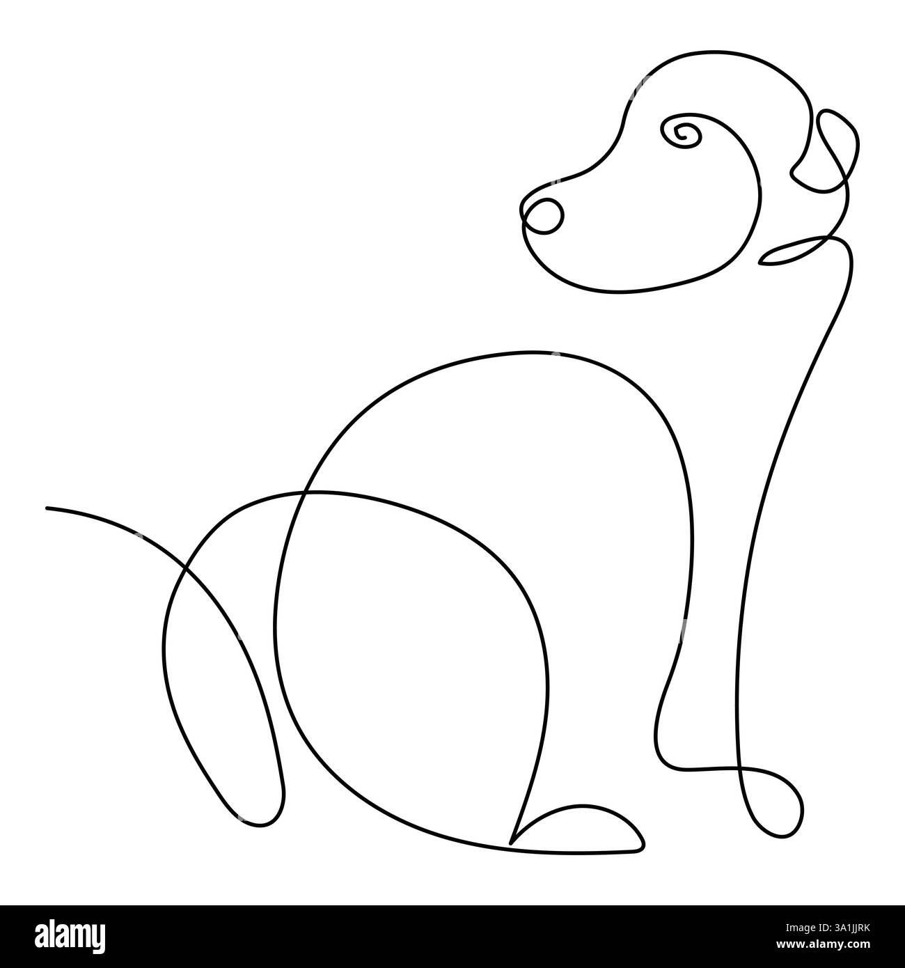 Continuous one line dog pet art drawing and dog icon simple silhouette ...