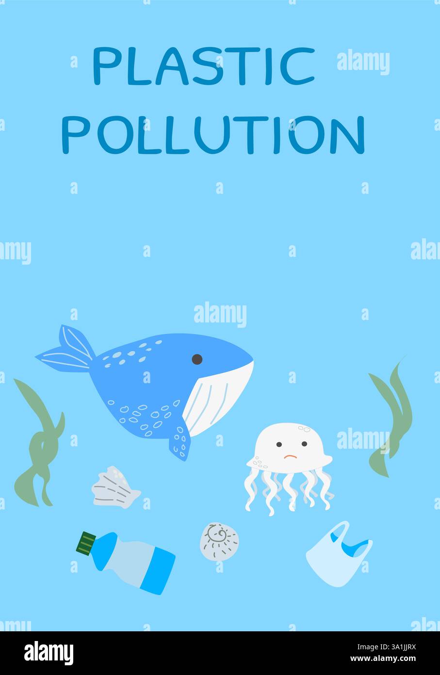 Marine conservation art highlighting ocean plastic pollution and ...