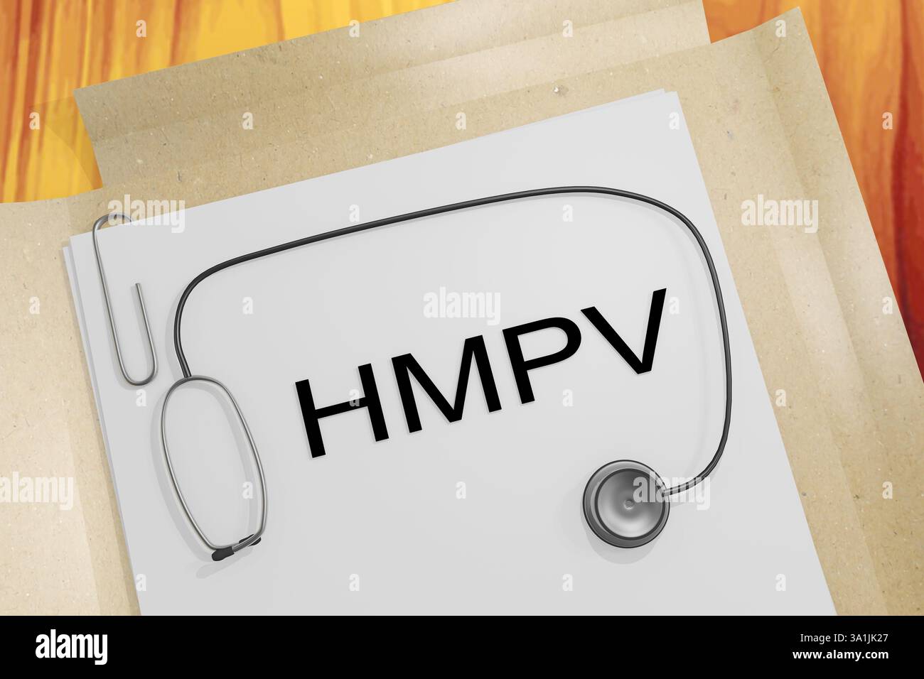 3D illustration of a medical document, titled HMPV Stock Photo - Alamy