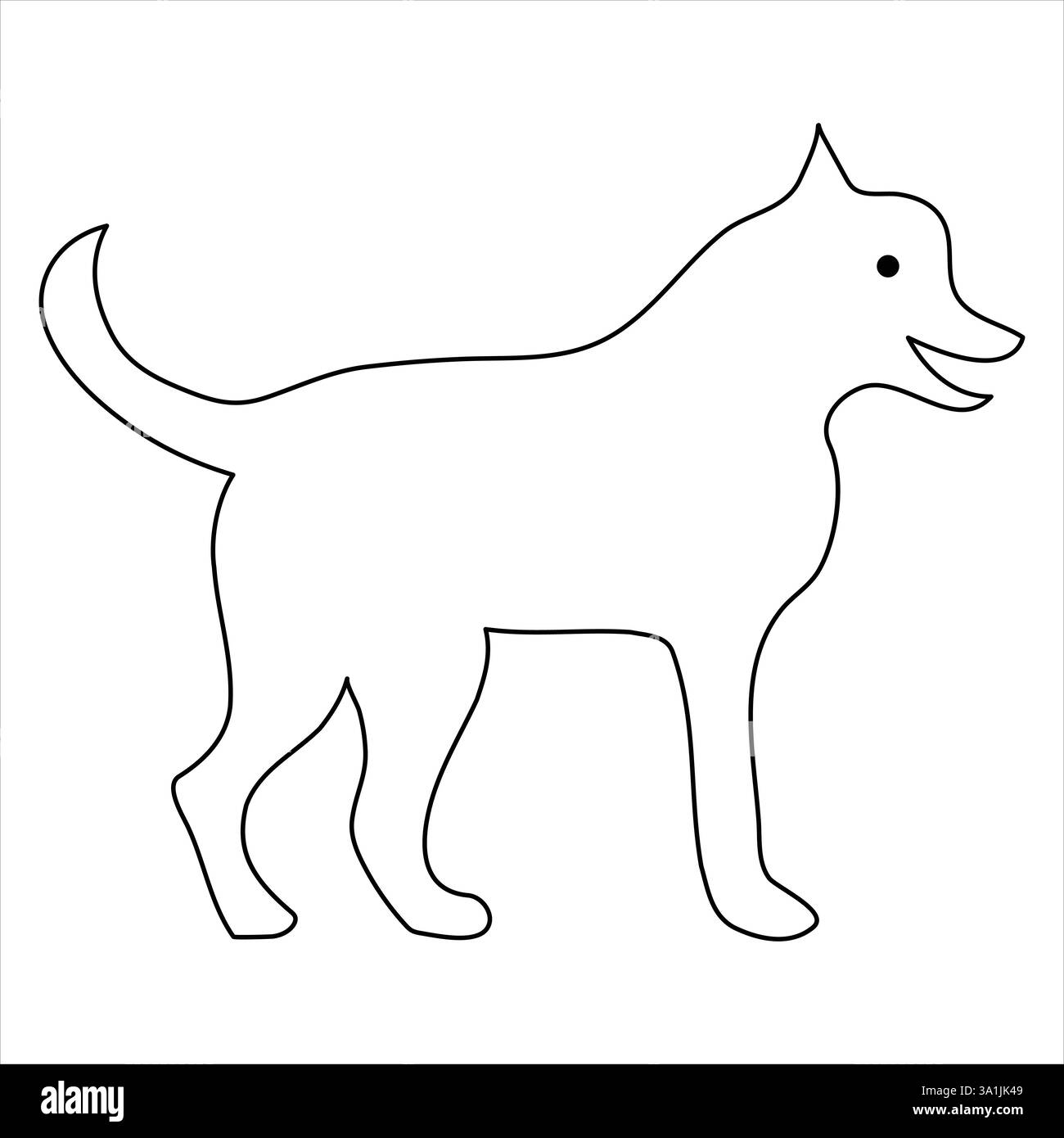 Continuous one line dog pet art drawing and dog icon simple silhouette ...