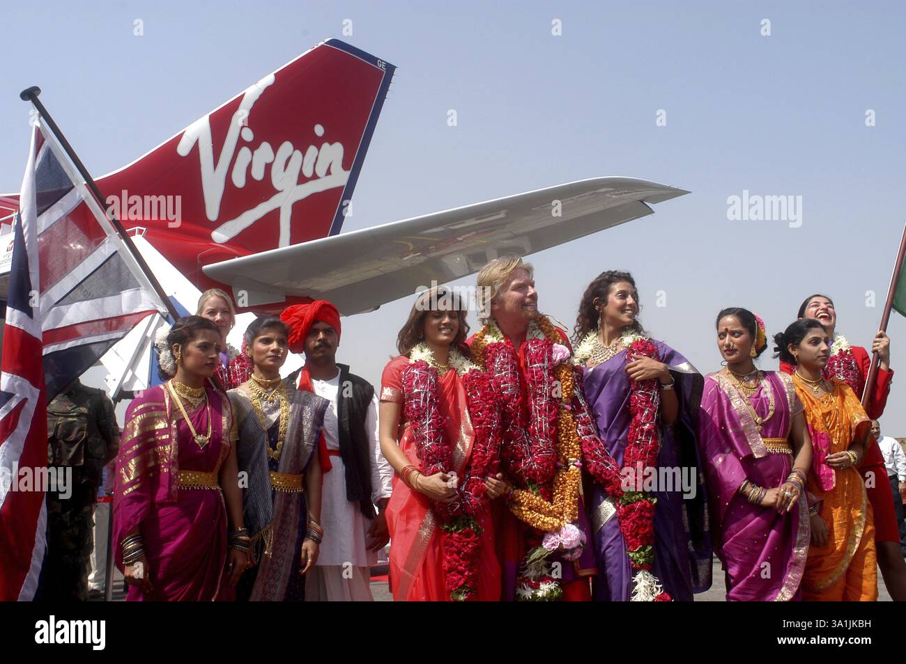 Owner of Virgin Atlantic Airways Richard Branson with Indian models NA ...