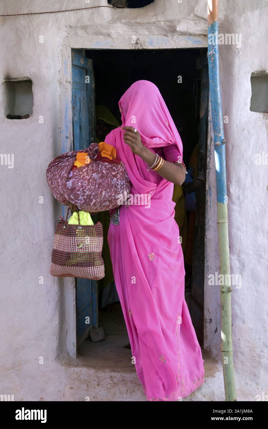 Rural woman covered face in ghunghat, Dilwara, Rajasthan, India, Asia ...