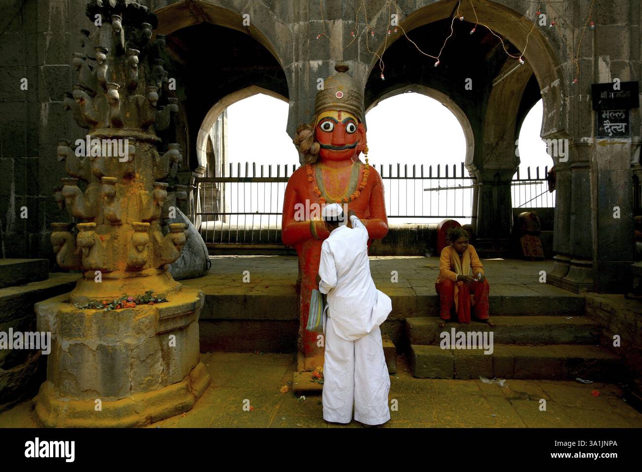 Devotee paying respect to lord Khandoba god of Jejuri Mahalsakant or ...