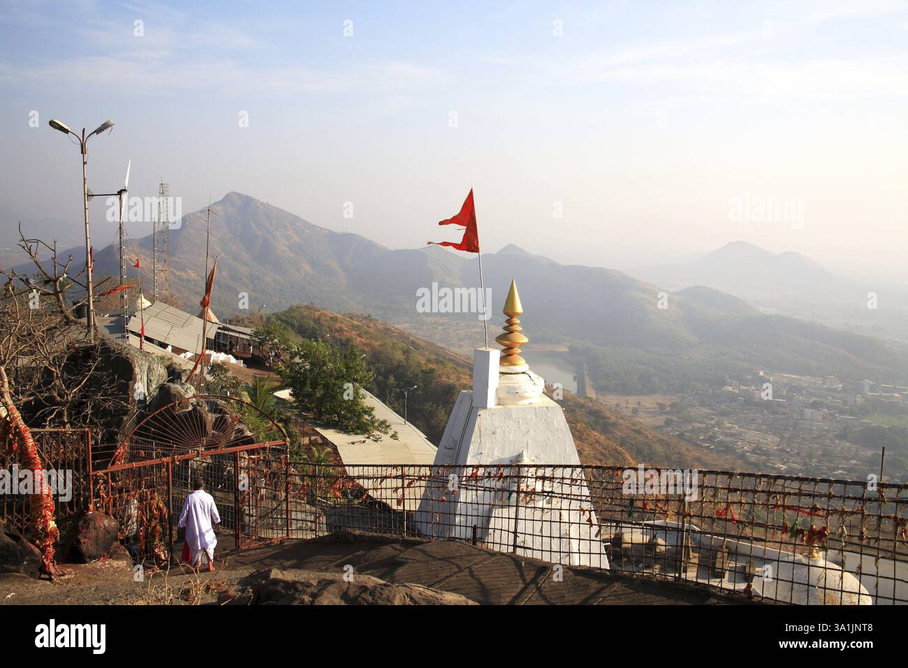 Goddess Durga Devi's Ambe Mata Jivdani Mandir temple on top of the hill ...