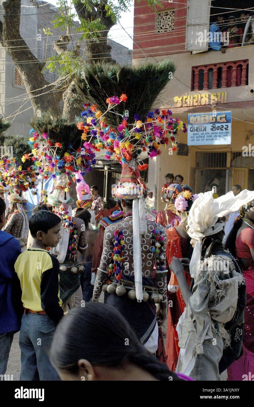 Gher dance of holi festival, Kavant, District Vadodara, Gujarat, India ...