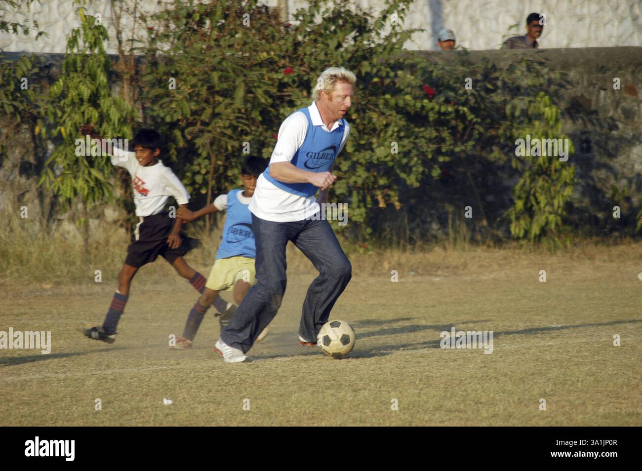 Boris Franz Becker visits a football program organized by an NGO Magic ...