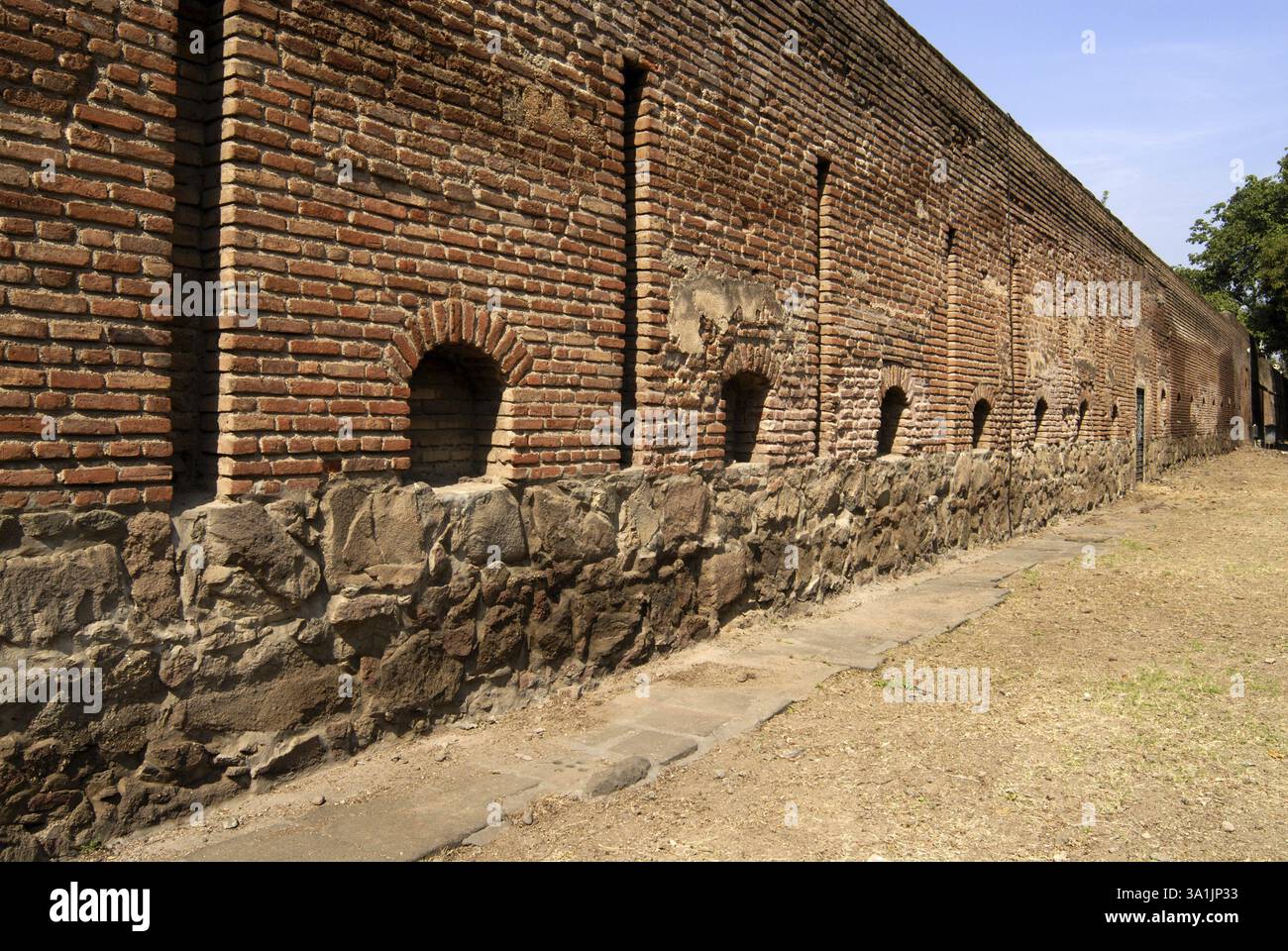 Ruins of Rampart of Shaniwarwada constructed in Burnt brick masonry and ...
