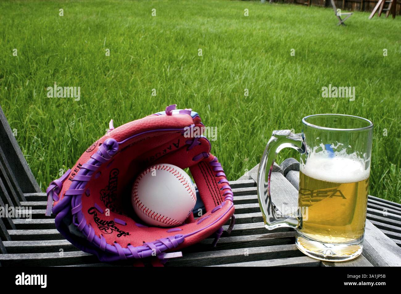 Baseball glove ball beer hi-res stock photography and images - Alamy