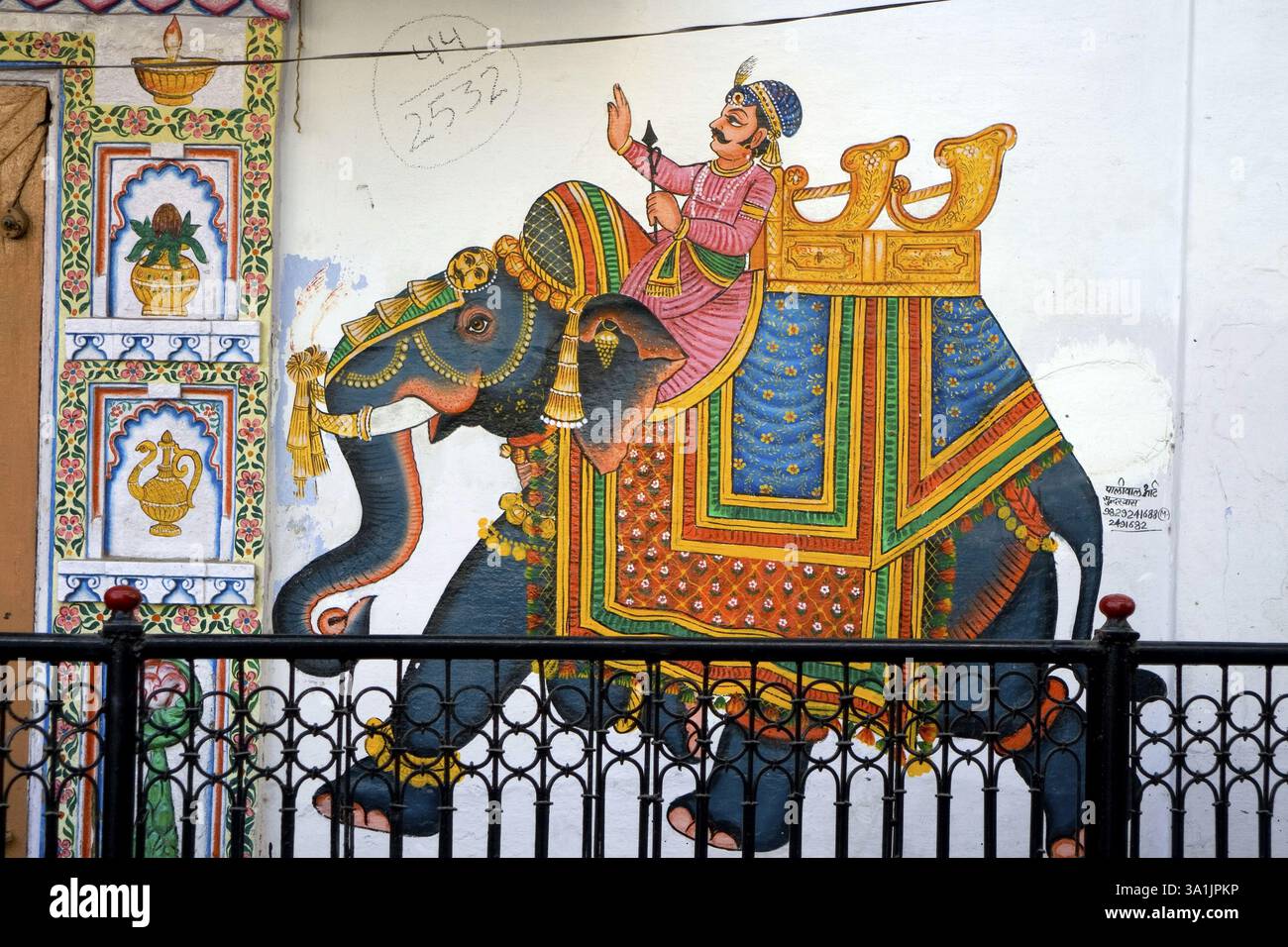 Mural painting on wall, Udaipur, Rajasthan, India, Asia Stock Photo - Alamy