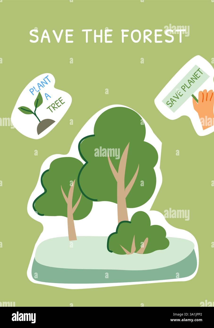 Save the forest: illustrated campaign for tree planting and ...