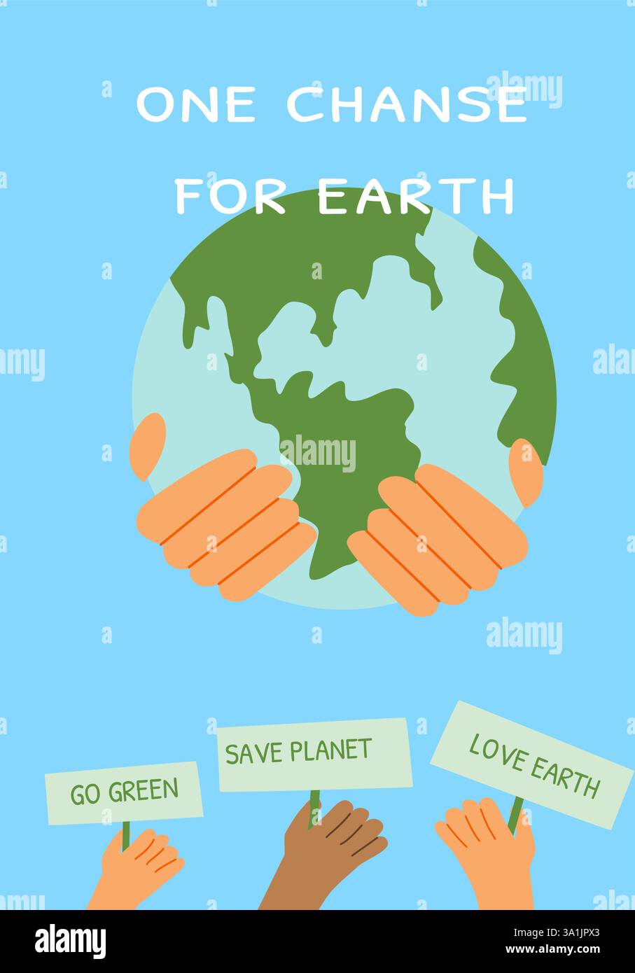 One chance for earth: embrace sustainability with hands holding planet ...