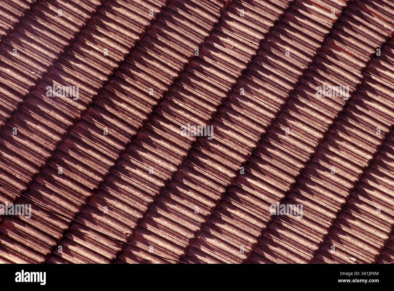Aerial view of Mangalore tiled roof at village Otur, District Pune ...