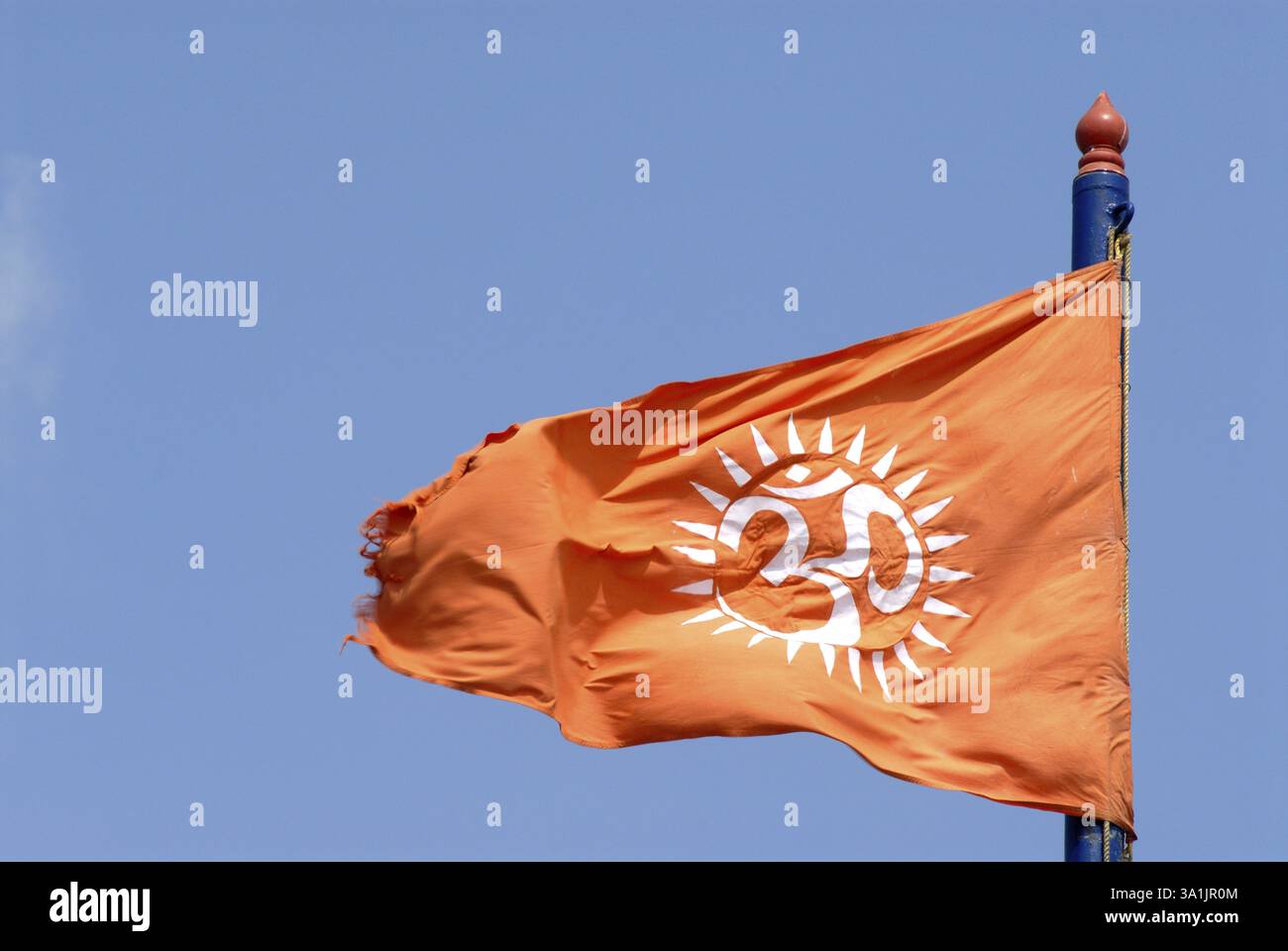 Flag of Hindu religion with OM, Vivekananda rock memorial, Kanyakumari ...