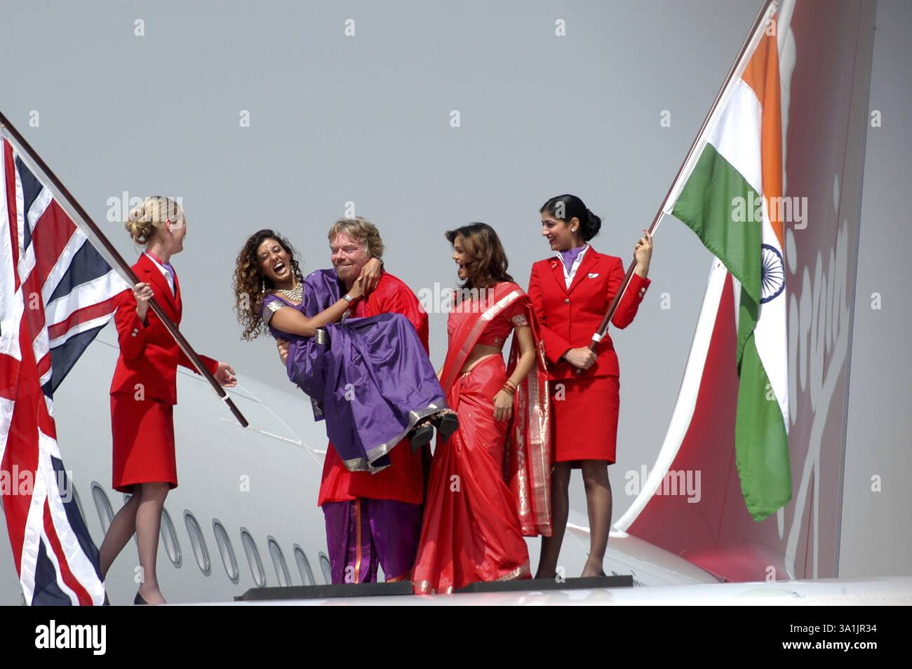 Owner of Virgin Atlantic Airways Richard Branson along with Indian ...