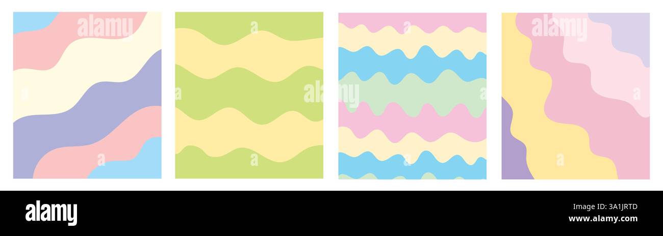 Striped pastel background. Set of postcards. Vector template Stock ...