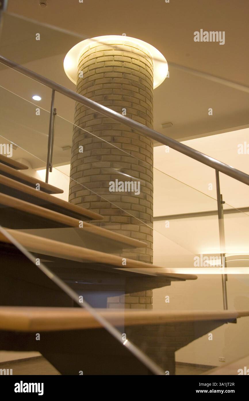 Wooden stairs and pillar with light, Bombay Mumbai, Maharashtra, India ...