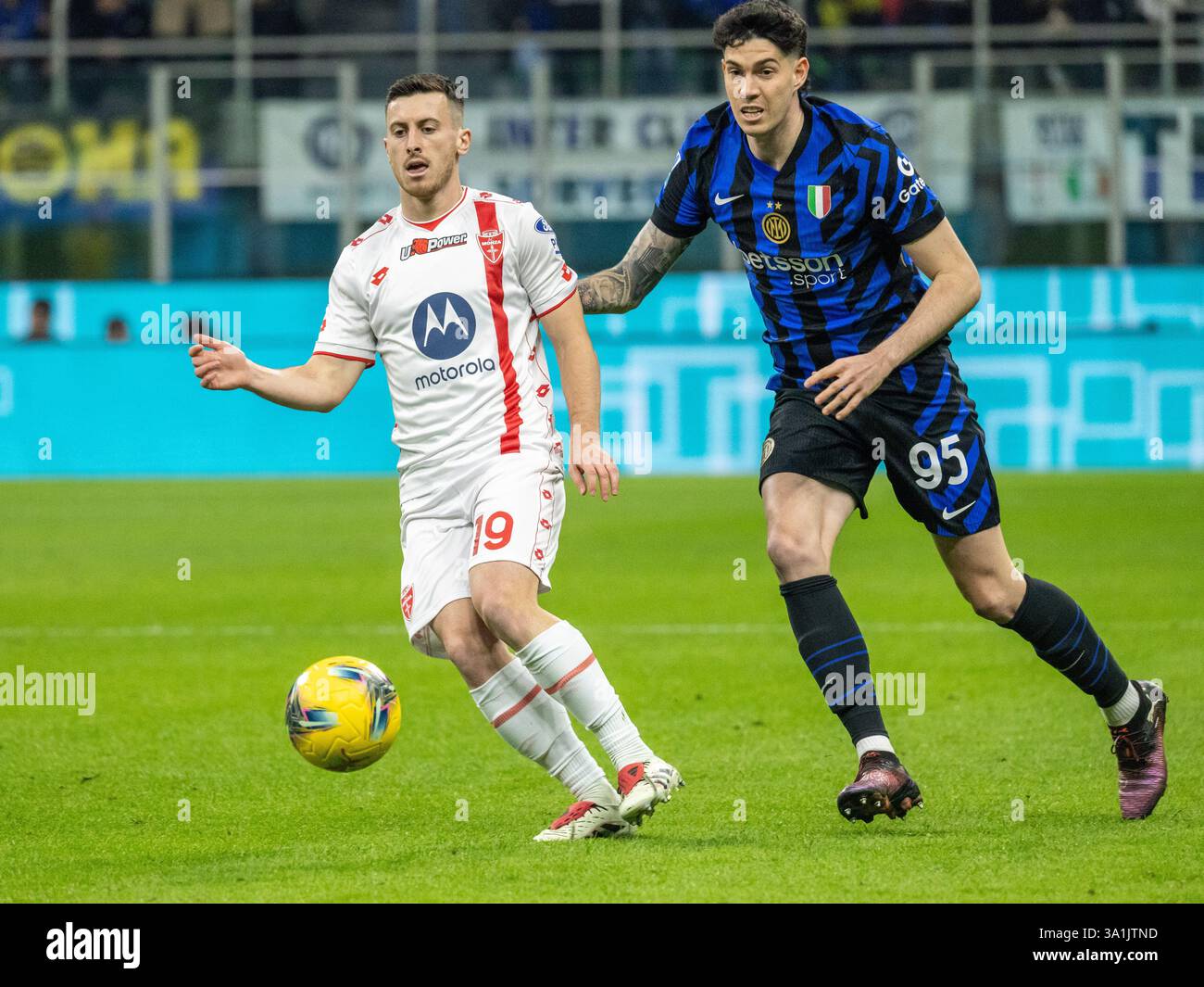 Milan, Italy. 8th Mar, 2025. Samuele Birindelli Monza and Alessandro ...