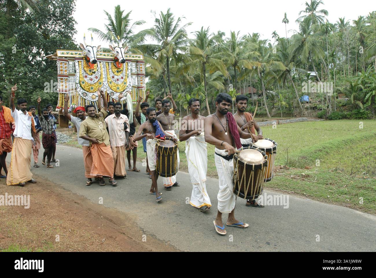Procession of Kala kolam bull motif in Anthimahakalan vela at ...