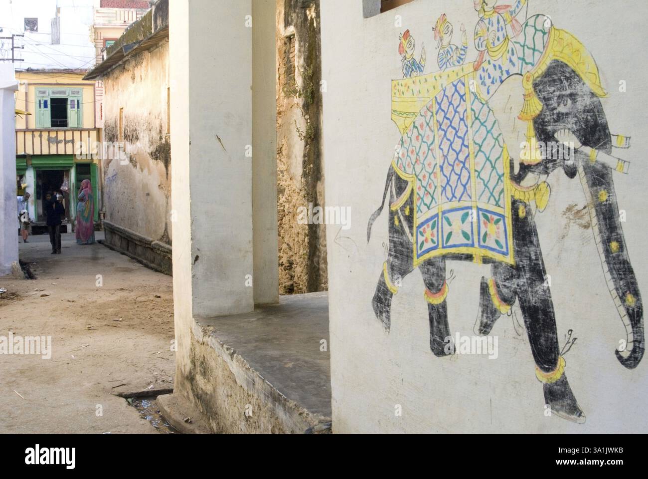 Traditional murals painted on wall to welcome guests on occasion of ...
