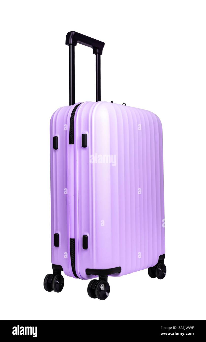 Violet suitcase with wheels and handle, stylish travel luggage for ...