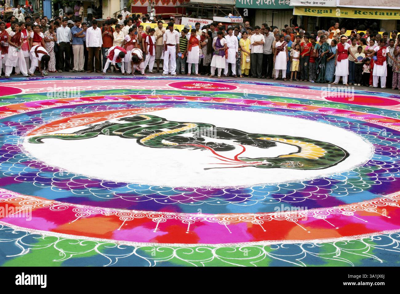 Huge circular artwork called rangoli traditional cultural and heritage ...