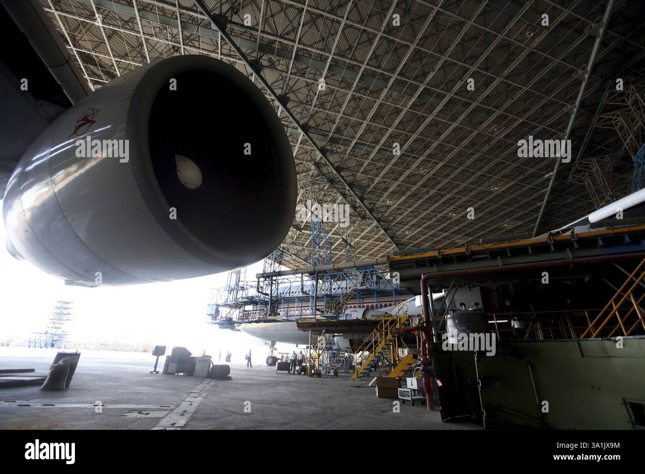 Boeing 747-400 parked for maintenance and repair at the hanger based in ...