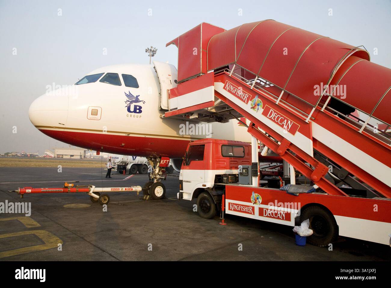 Kingfisher Deccan flight air bus A320 is preparing to take off on ...