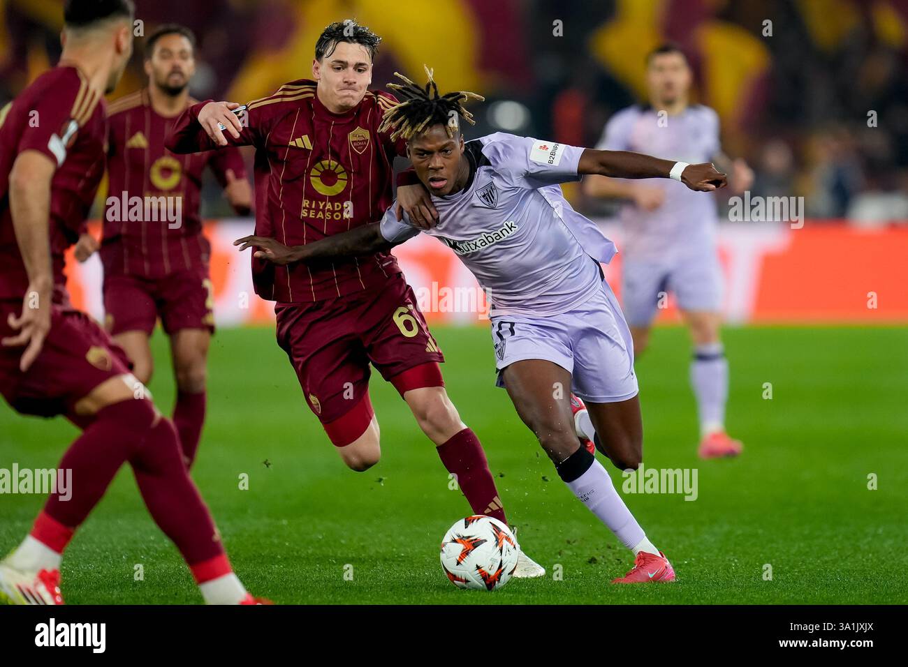 Rome, Italy. 06th Mar, 2025. Niccolo' Pisilli of AS Roma and Nico ...