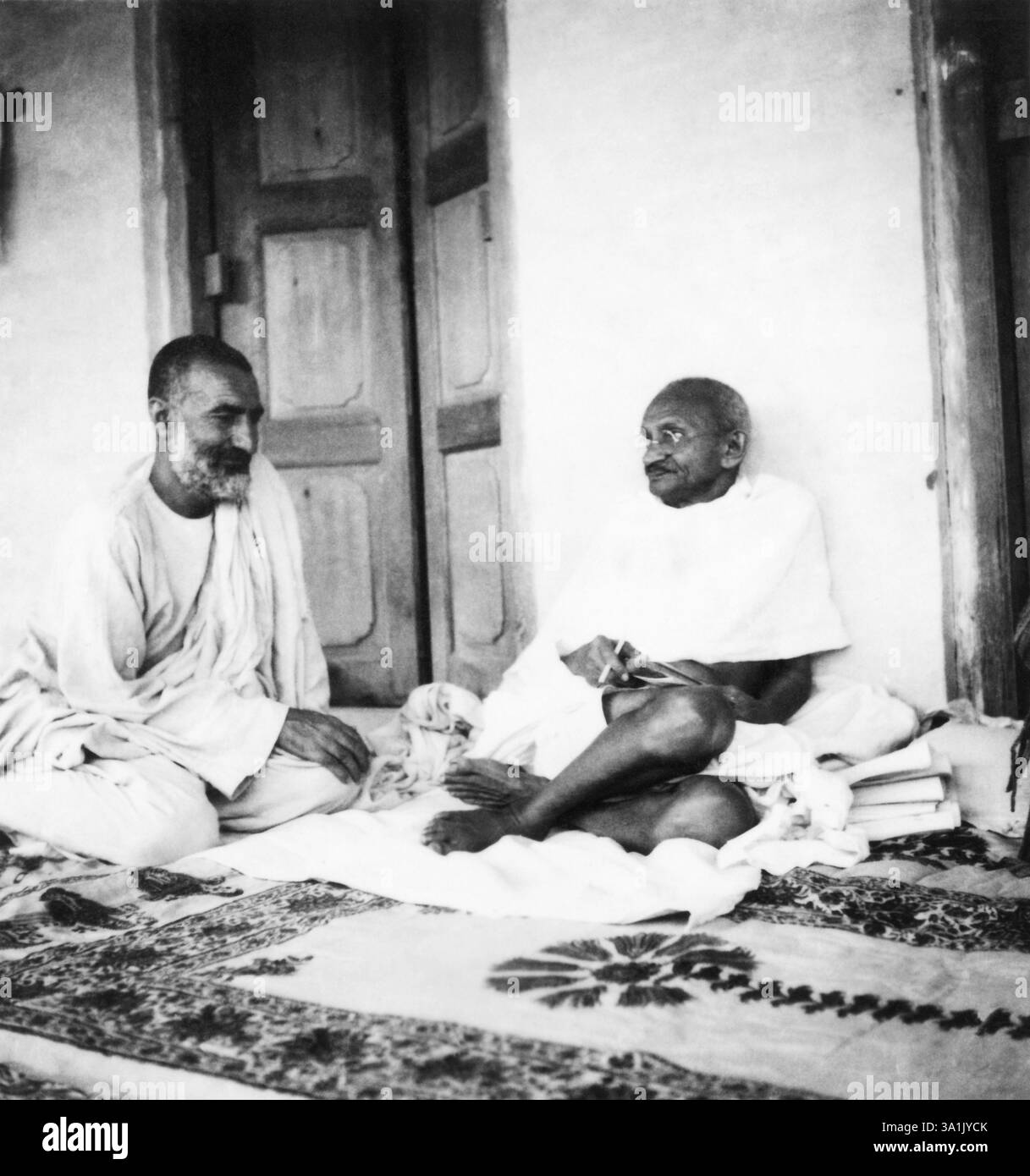 Mahatma Gandhi talking to Khan Abdul Gaffar Khan during his visit to ...