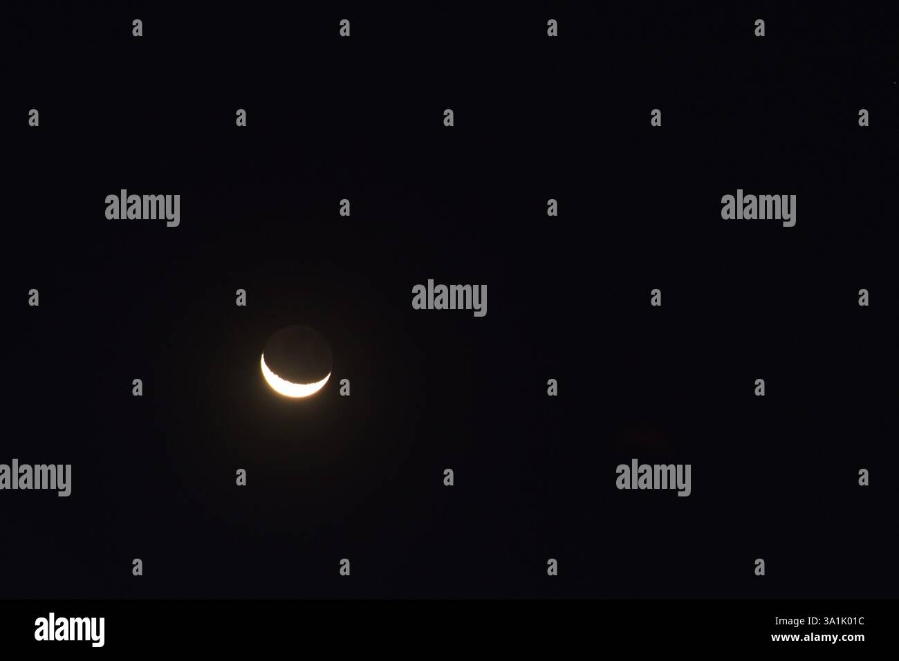 bright half moon arranging on sky in night Stock Photo - Alamy