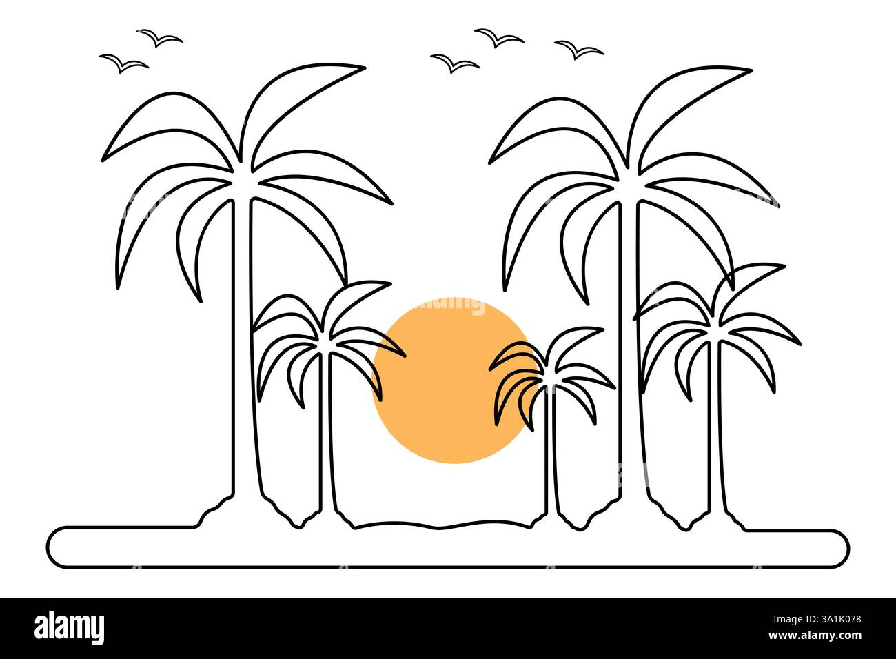 Palm tree continuous one line art drawing with editable stroke vector Icon Stock Vector Image ...