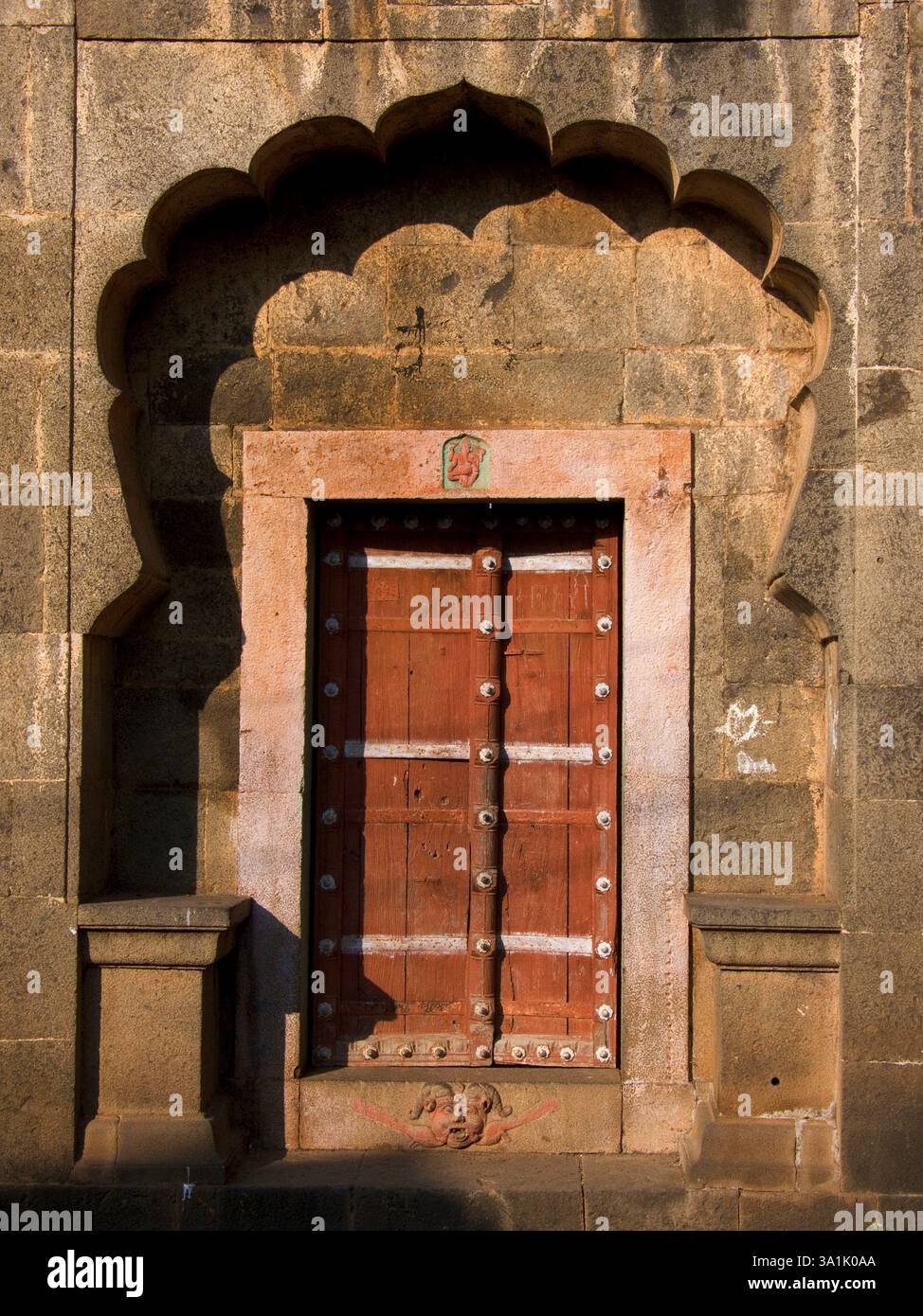 Door of Shiva temple in village Dhoam near city Vai, District Satara ...
