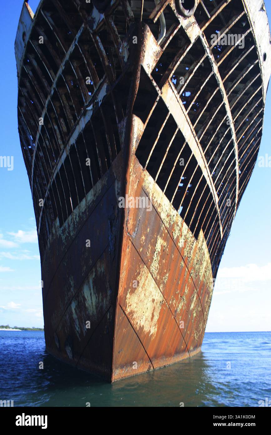 Wrecked ship near Dixon cove, Roatan island, country Honduras Stock ...