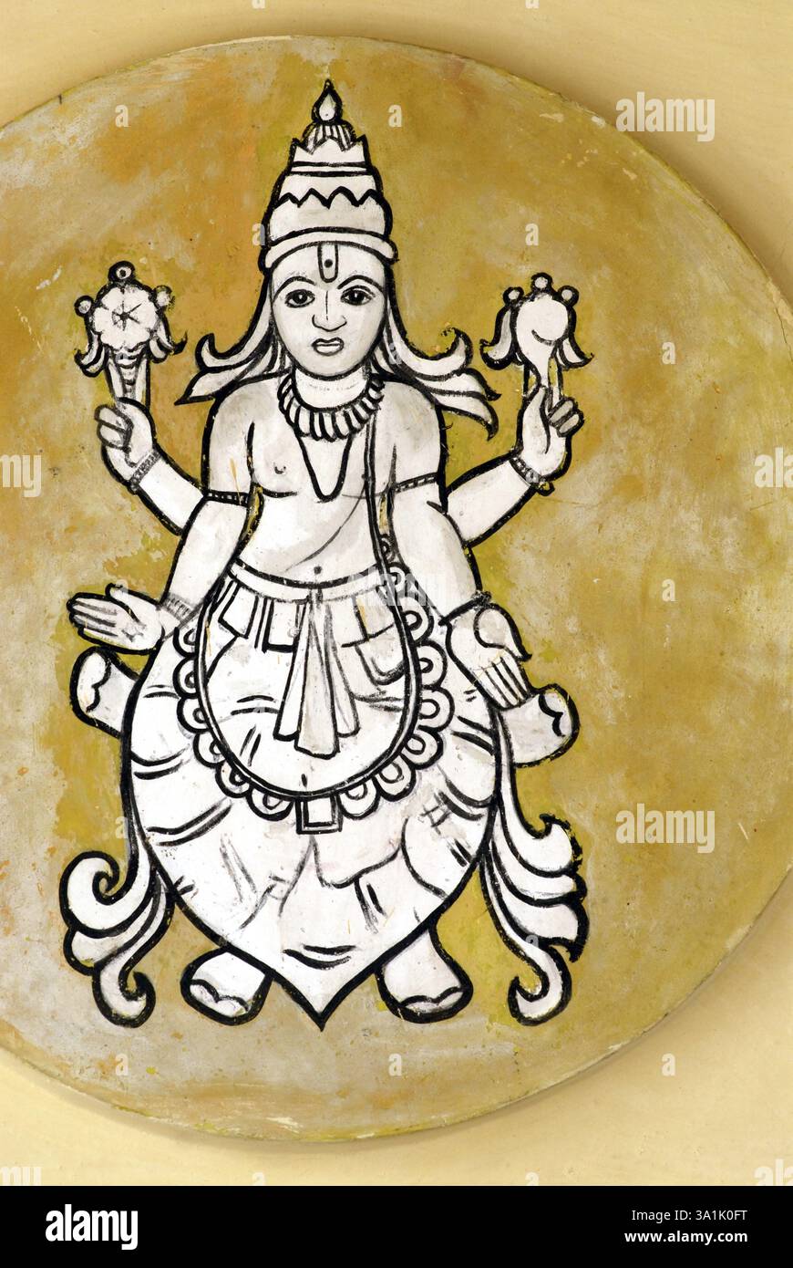 Wall painting of Kurma or the Turtle, Second incarnation of Lord Vishnu ...