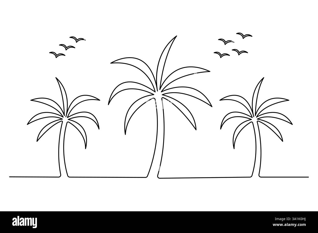 Palm tree continuous one line art drawing with editable stroke vector Icon Stock Vector Image ...