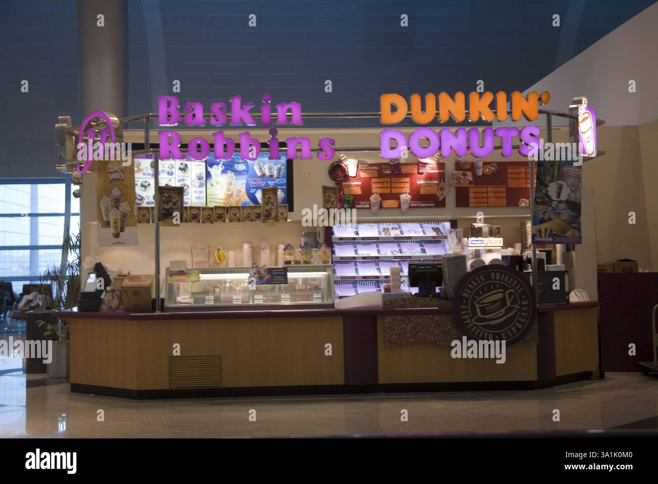 Baskin Robins Dunkin Donuts colourful shop counter, Dubai International ...